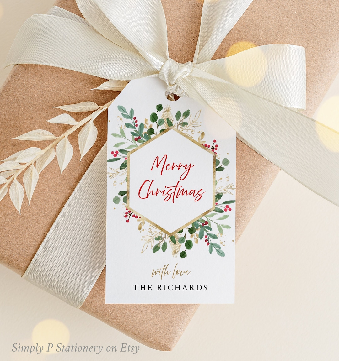 Christmas Gift Tag Template Personalized Hang Tag, Editable Holiday ...