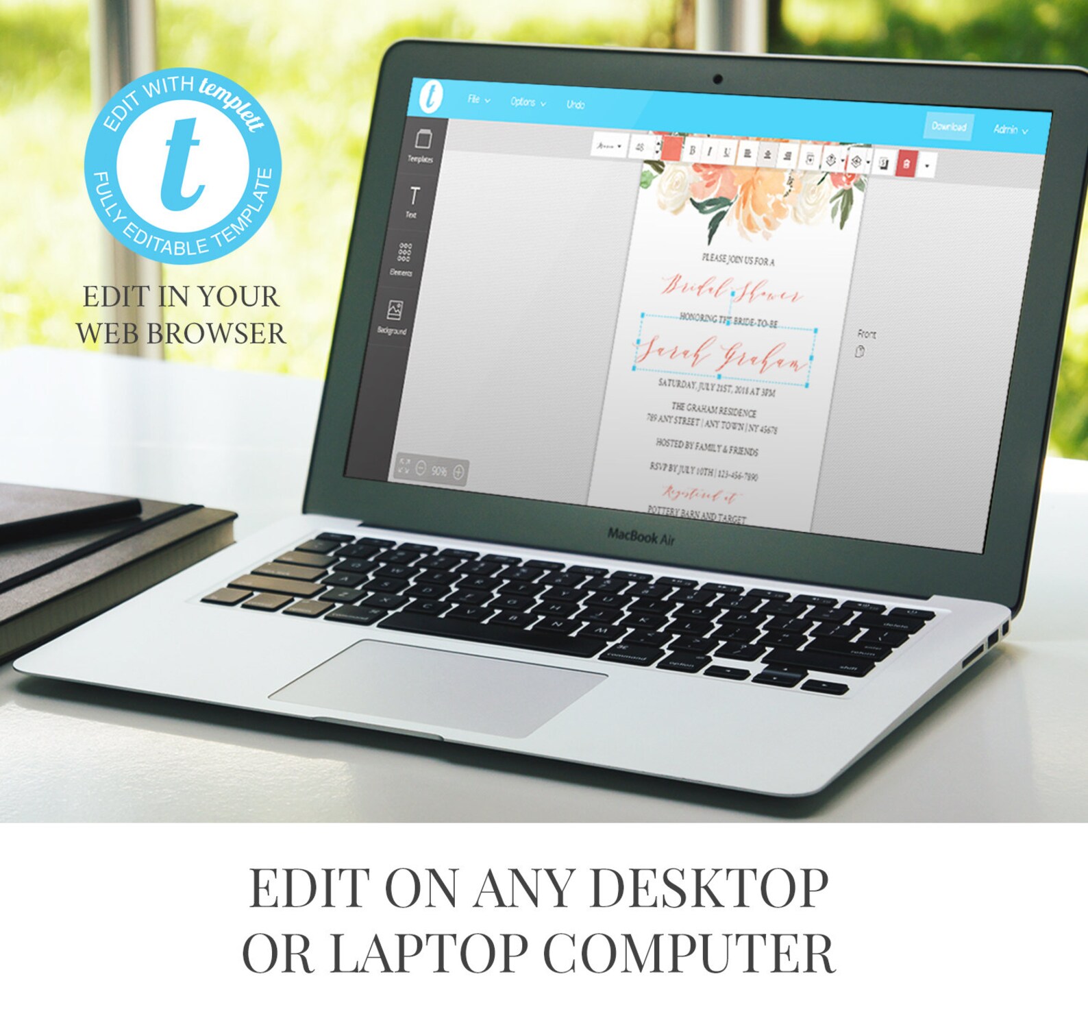 Rose Gold Editable Personalised Water Bottle Labels Boho - Etsy