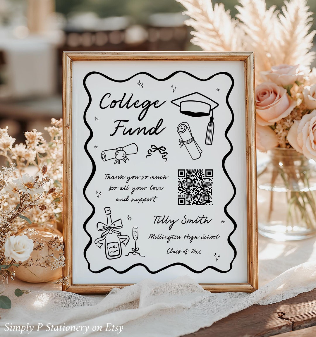 Doodle College Fund Sign Template, QR Code Sign College Fund, High ...