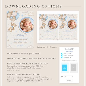 Bear Birth Announcement Template Boy, Teddy Bear Newborn Announcement ...
