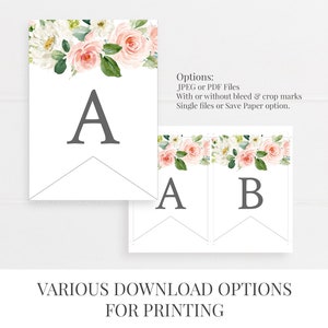 Blush Pink Floral Editable Bunting, Floral DIY Banner Template, Green ...