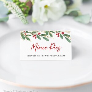 Editable Christmas Buffet Label Template Printable Food Tent Card ...