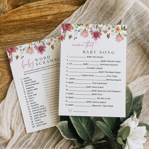 Wildflower Baby Shower Games Bundle Girl, Baby Shower Games Pack Floral ...