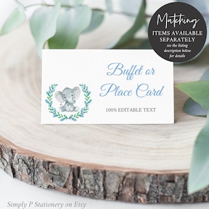Blue Elephant Editable Table Numbers, Printable Baptism Table Number ...