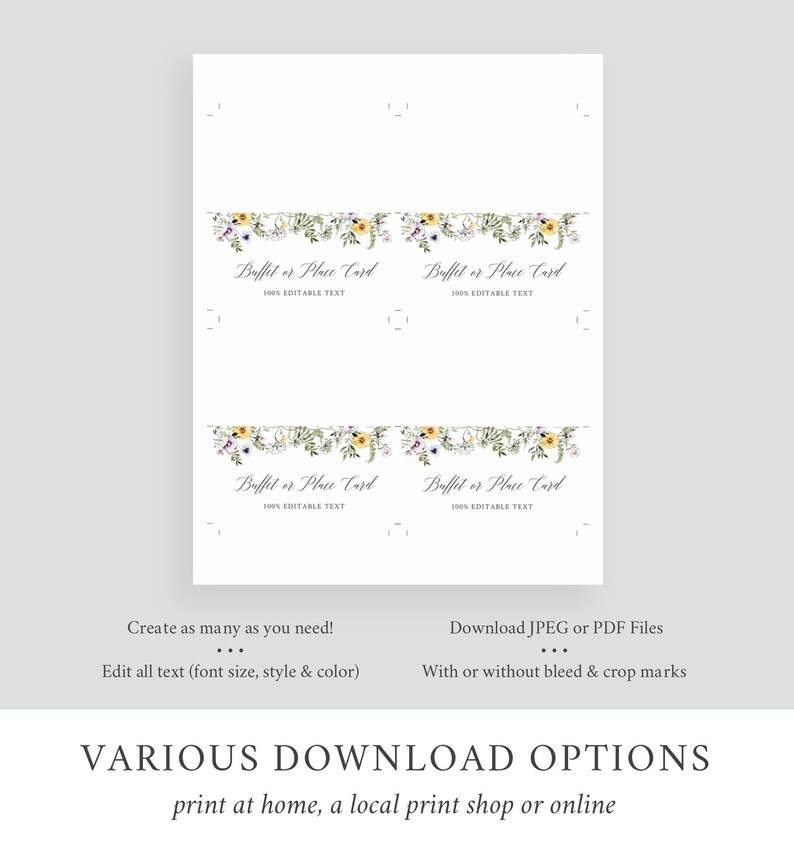Editable Wildflower Buffet Labels Wild Flower Greenery Buffet - Etsy