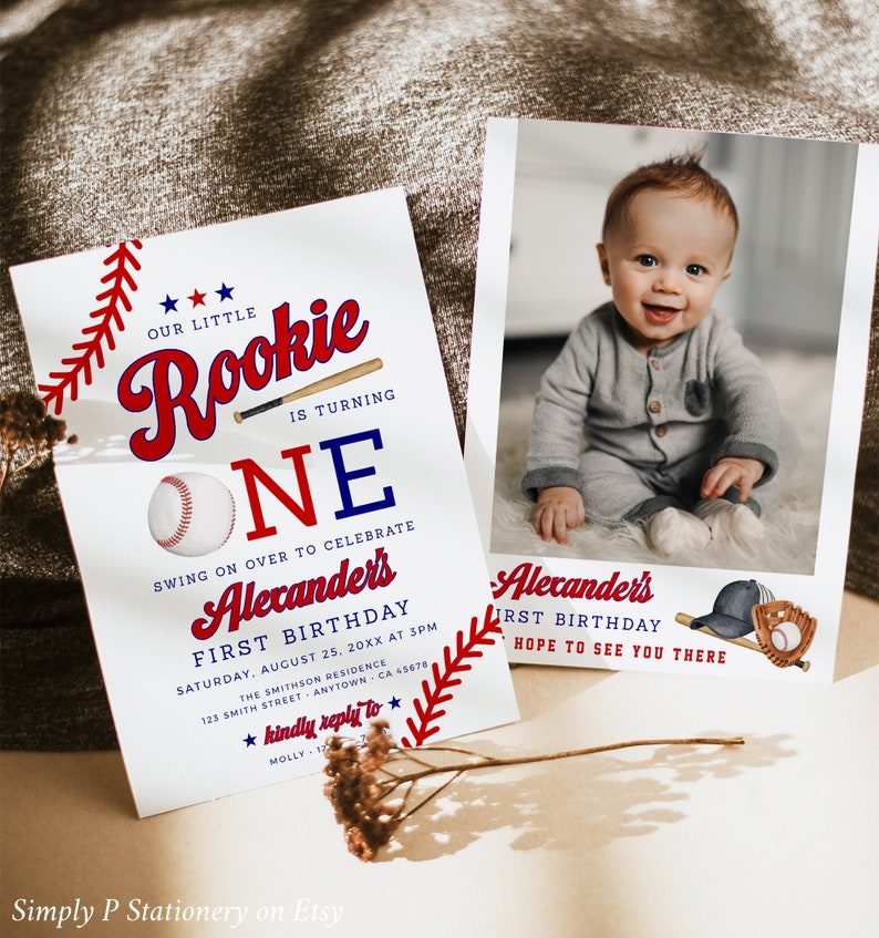 Baseball First Birthday Invite Boy 1st Birthday Invitation Baseball ...