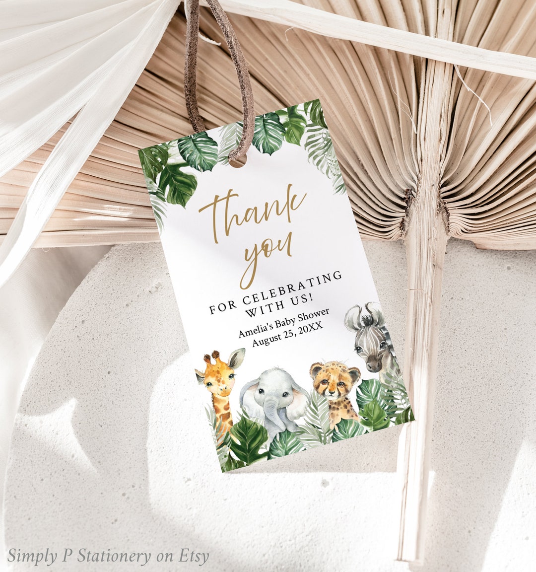 Safari Animals Baby Shower Favor Tag, Jungle Animals Label Template ...