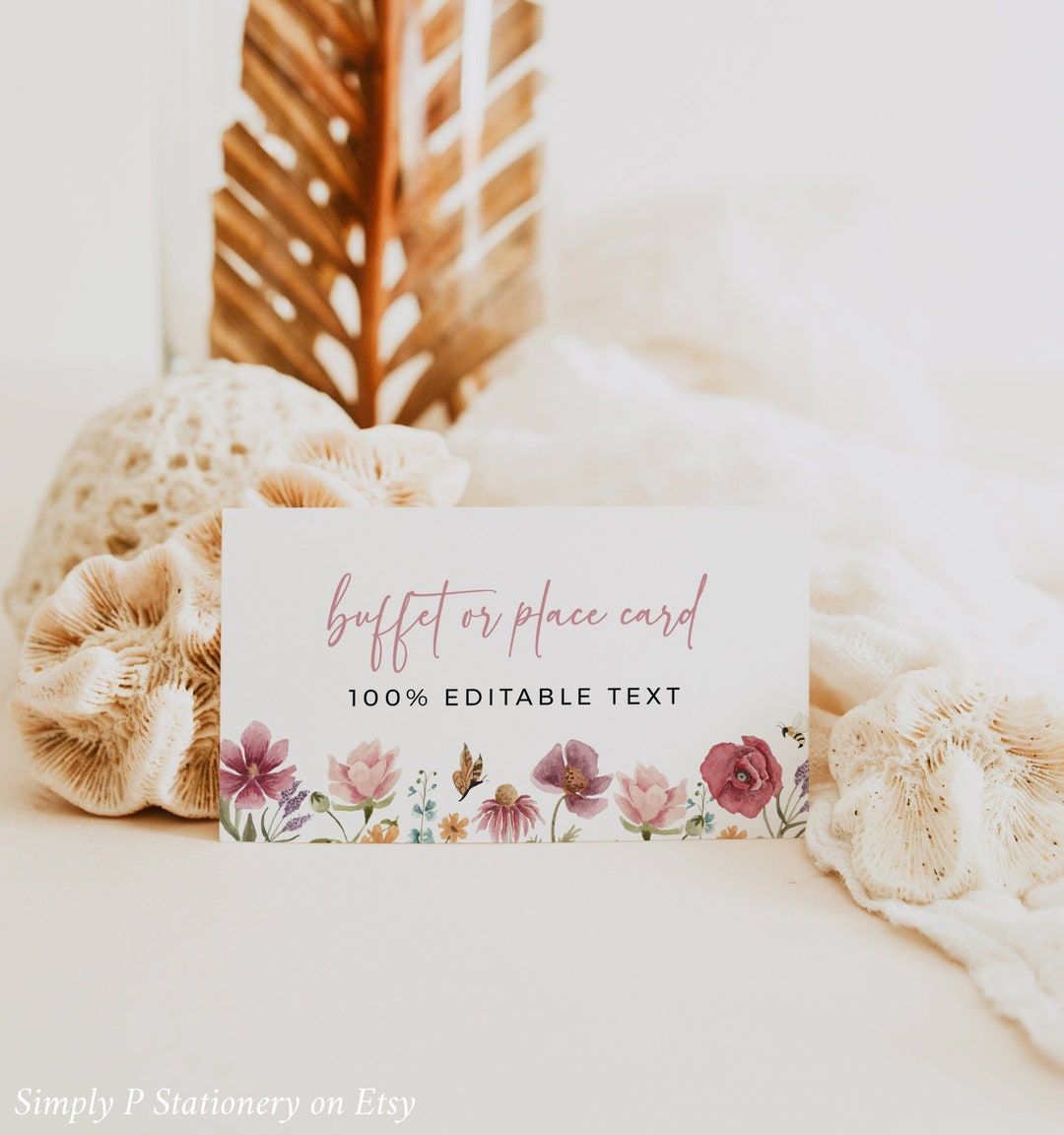 Wildflower Buffet Labels, Wildflower Food Cards, Boho Food Tent Card ...