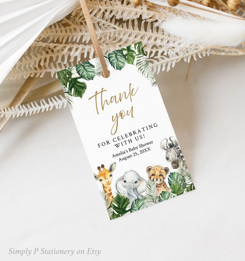 Safari Animals Baby Shower Favor Tag Jungle Animals Label - Etsy