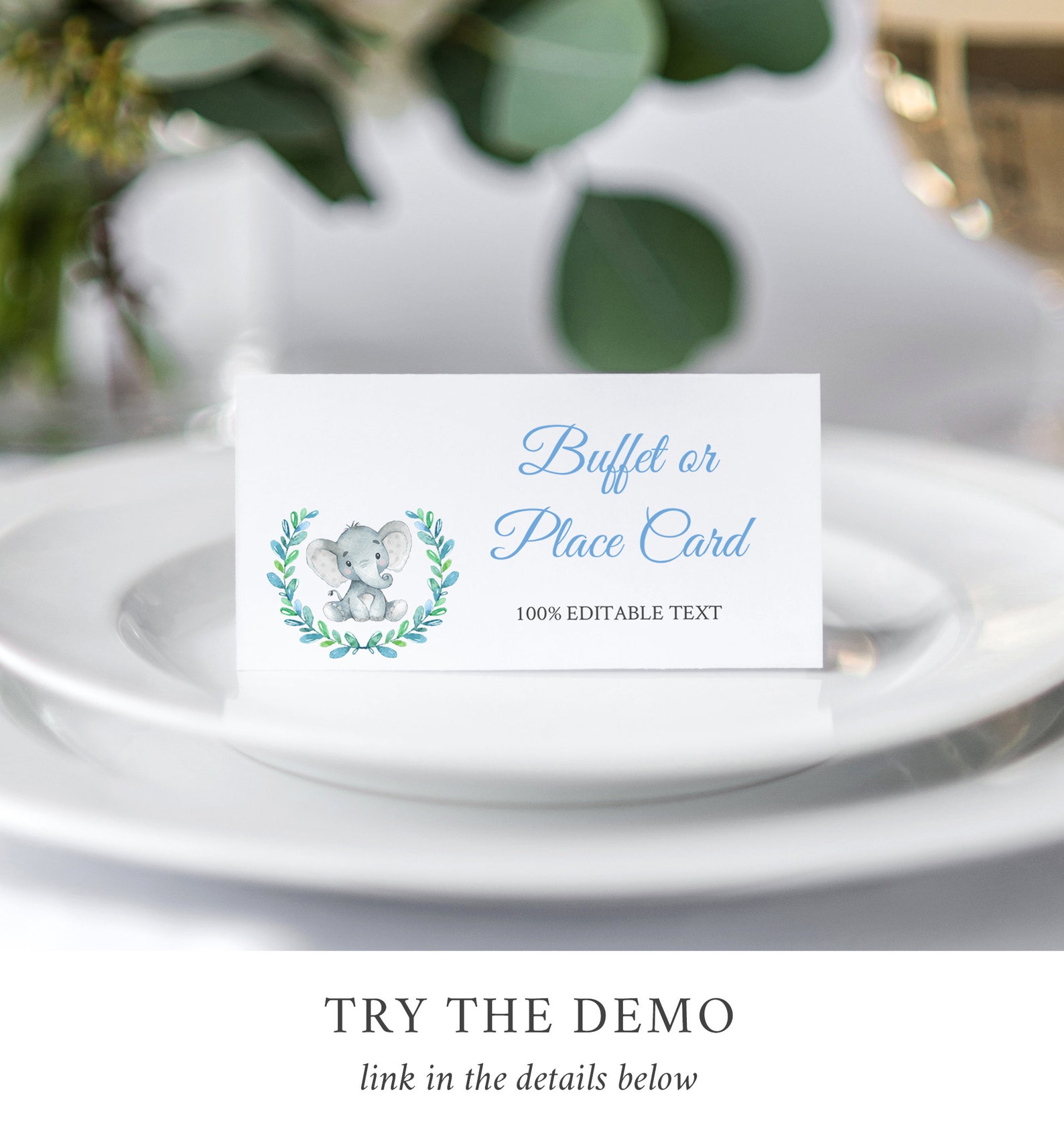 Blue Elephant Editable Buffet Labels Boy Buffet Label - Etsy