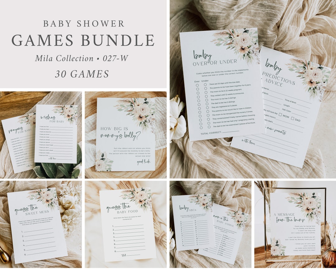 Boho Baby Shower Games Bundle, Sage Green Baby Games Pack, Gender ...