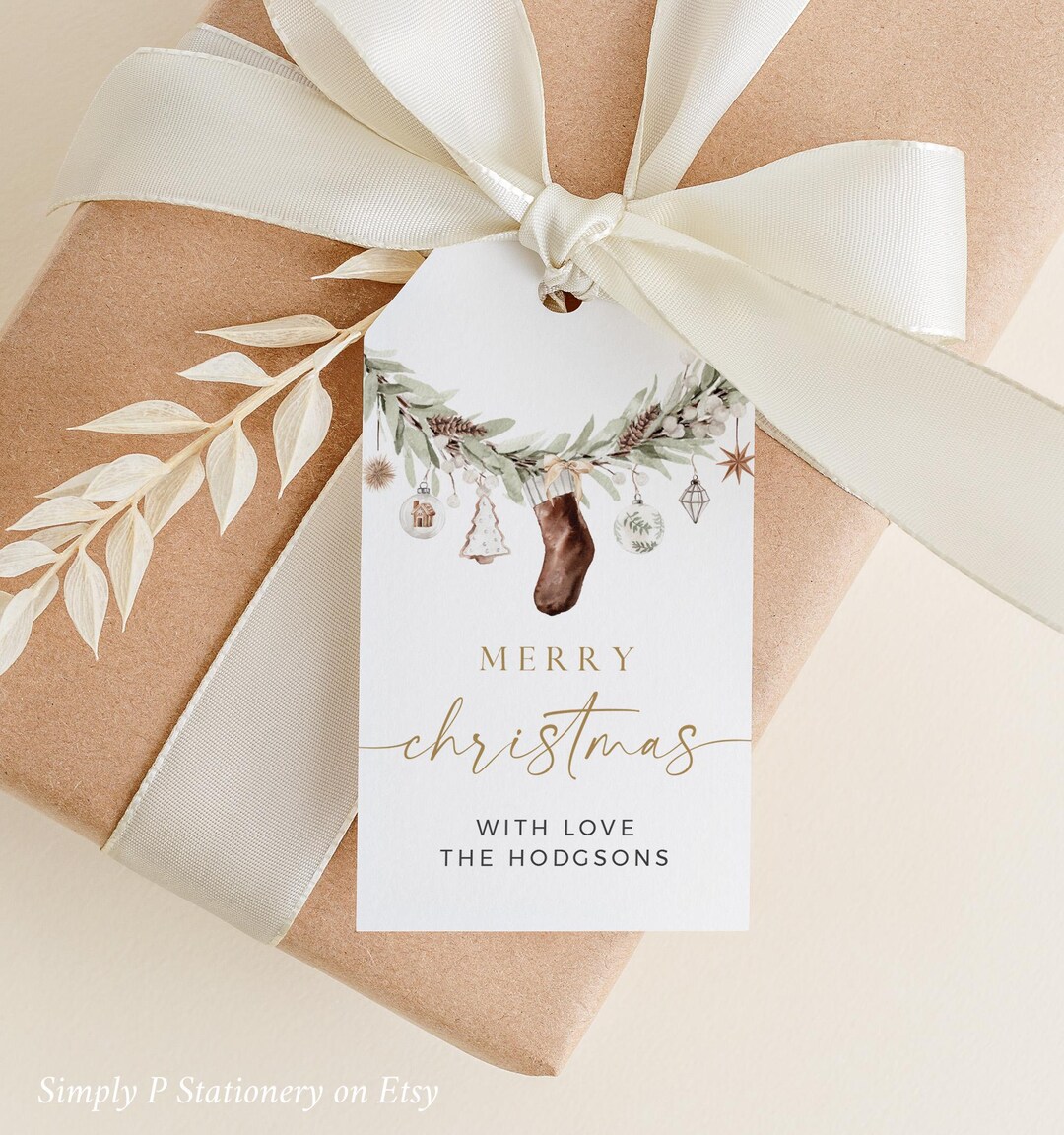 Scandi Christmas Gift Tag Template Personalized Holiday Gift Label ...