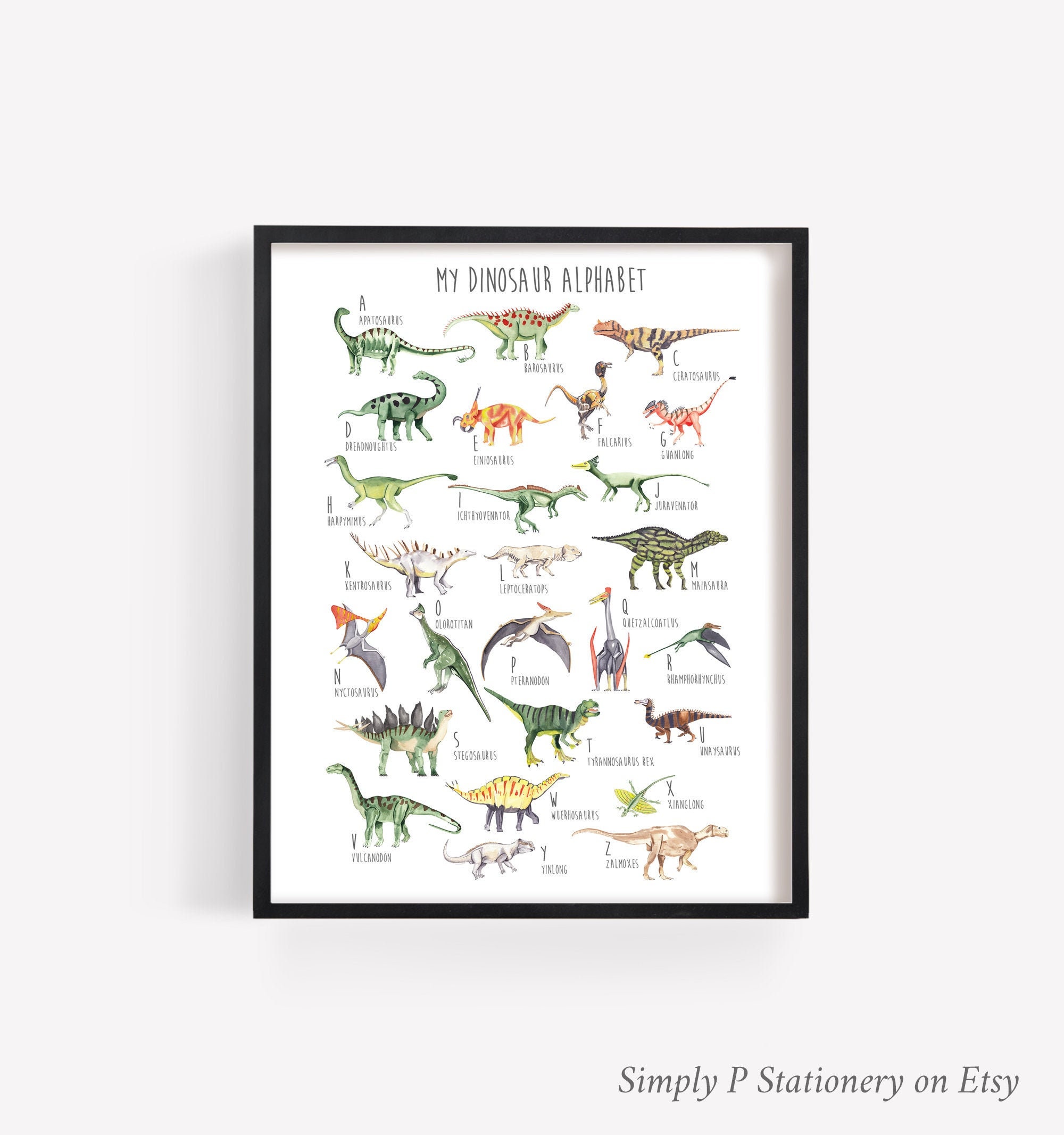 Dinosaur Educational Wall Art Dinosaur Alphabet Set Of 3 Prints Numbers ...