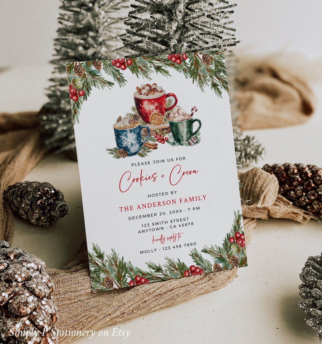 Cookies and Cocoa Invitation Template Editable Hot Chocolate Party ...