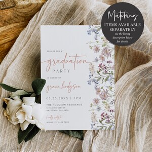 Wildflower Advice & Wishes for the Graduate Card Template, Graduation ...