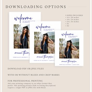 Navy Graduation Welcome Sign, Graduation Poster, Photo Graduation Sign ...