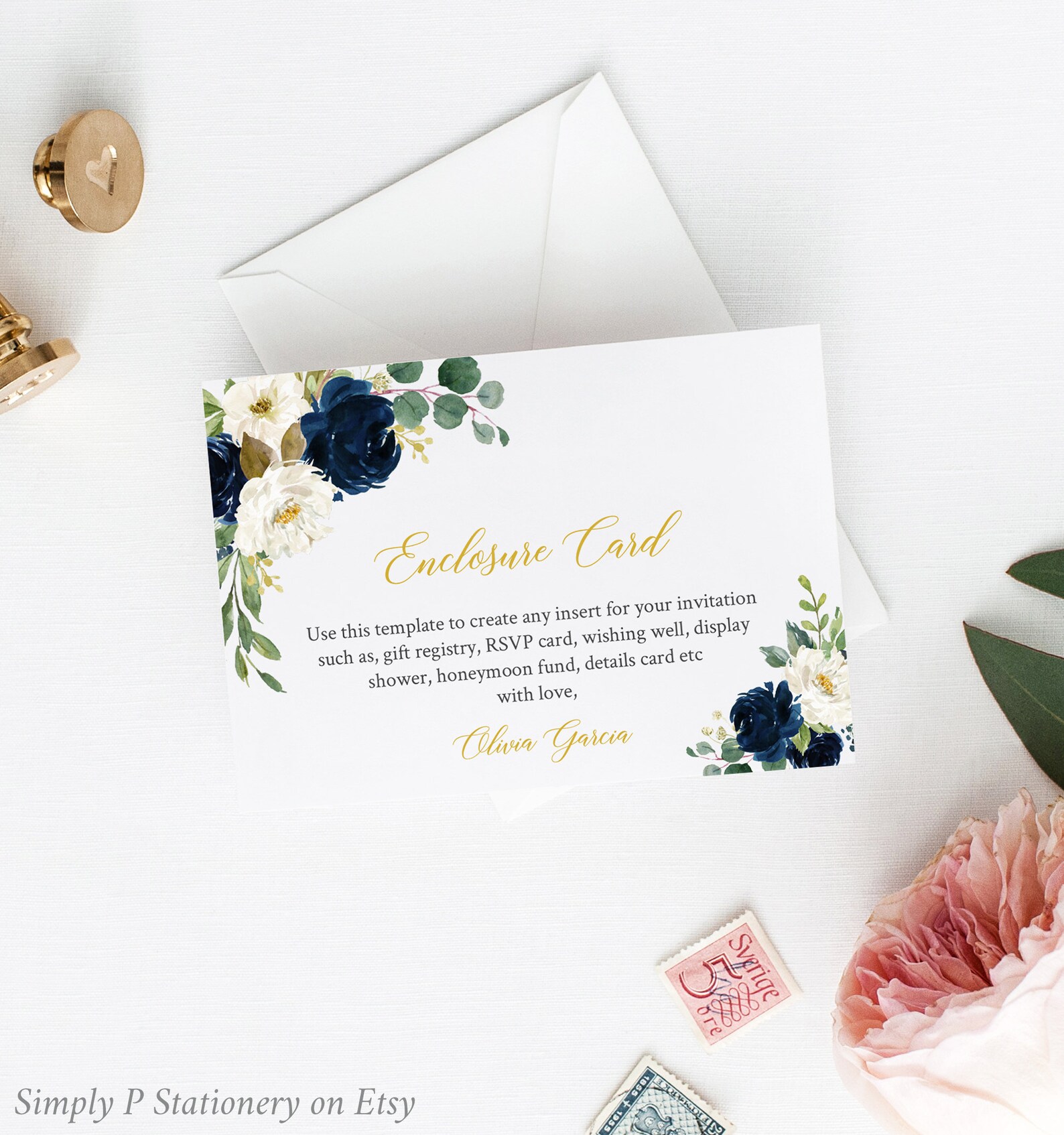 Navy White Gold Editable Quinceañera Bundle, Blue Mis Quince Invitation ...