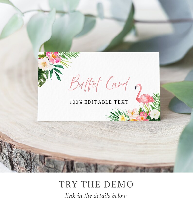 Flamingo Editable Buffet Labels Pink Green Tropical Buffet | Etsy