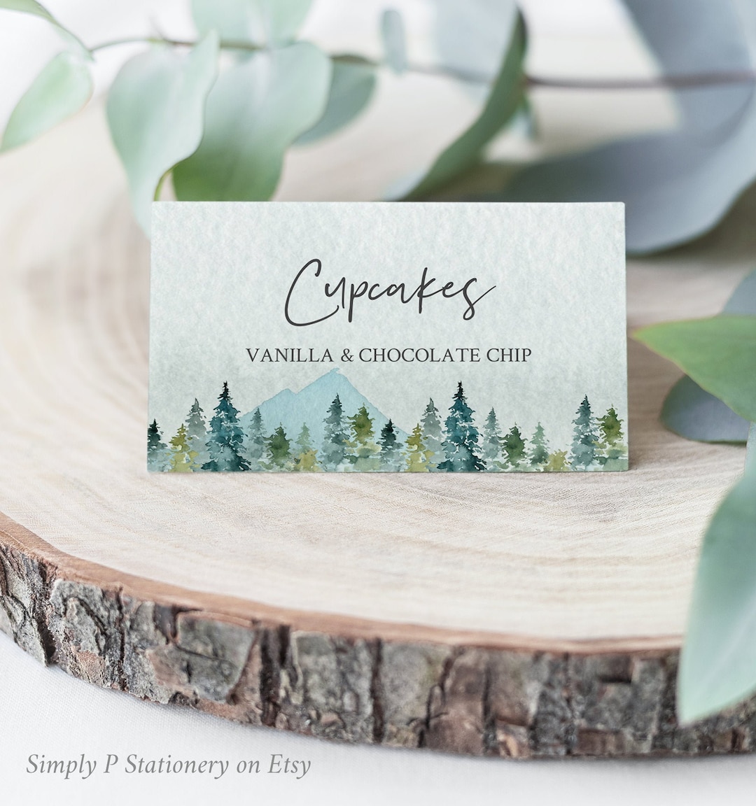 Mountains Editable Buffet Labels, Woodland Food Tent Cards Template ...