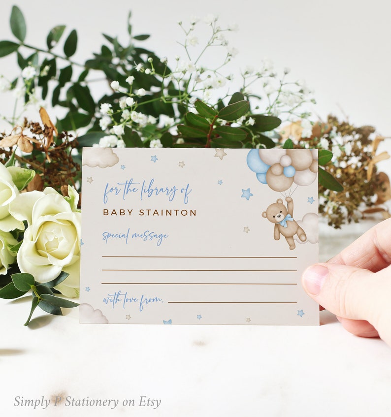 Teddy Bear Bookplate Bear Baby Shower Bookplate Boy, Printable Book ...