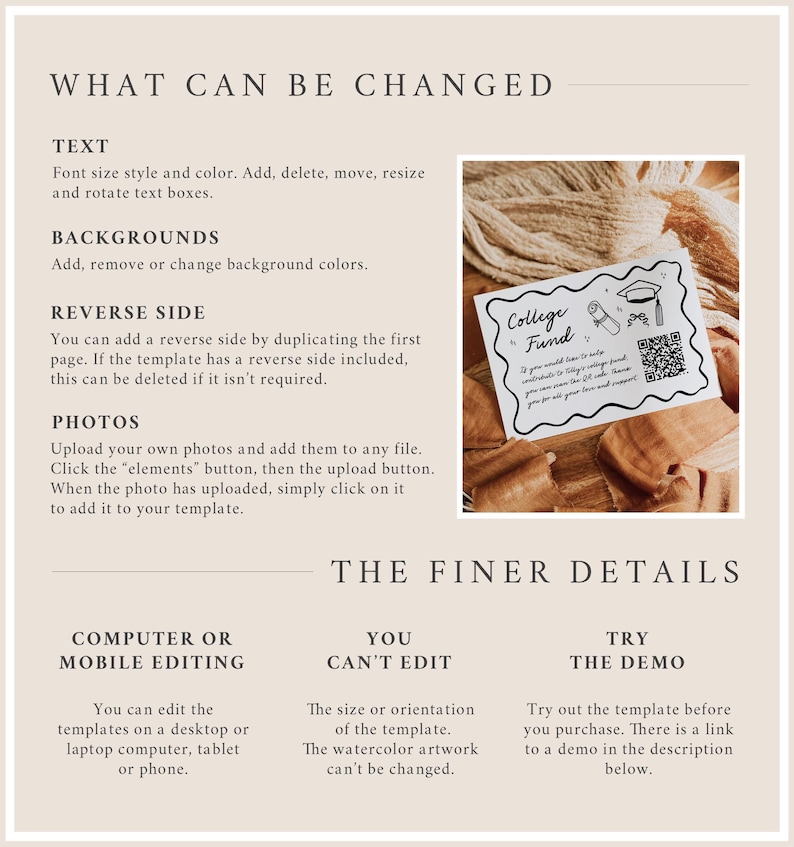Doodle College Fund Insert With QR Code, Hand Drawn College Fund ...