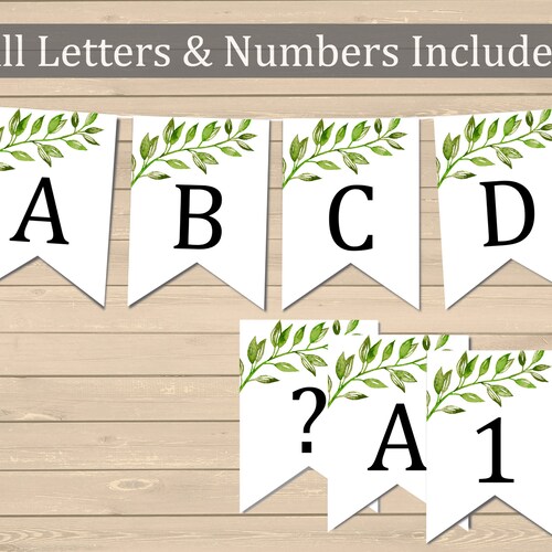 Greenery Editable Bunting Foliage DIY Banner Template | Etsy