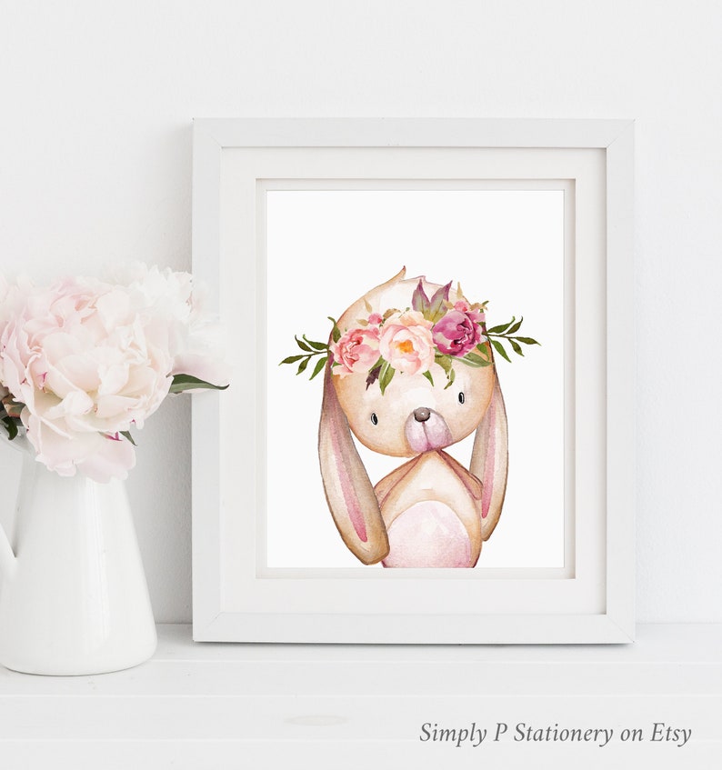 Pink Peonies Woodland Animals Nursery Decor Forest Animals - Etsy