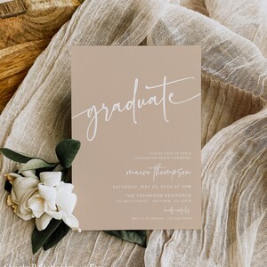 Neutral Graduation Invitation, Boho Graduation Party Photo Invite ...