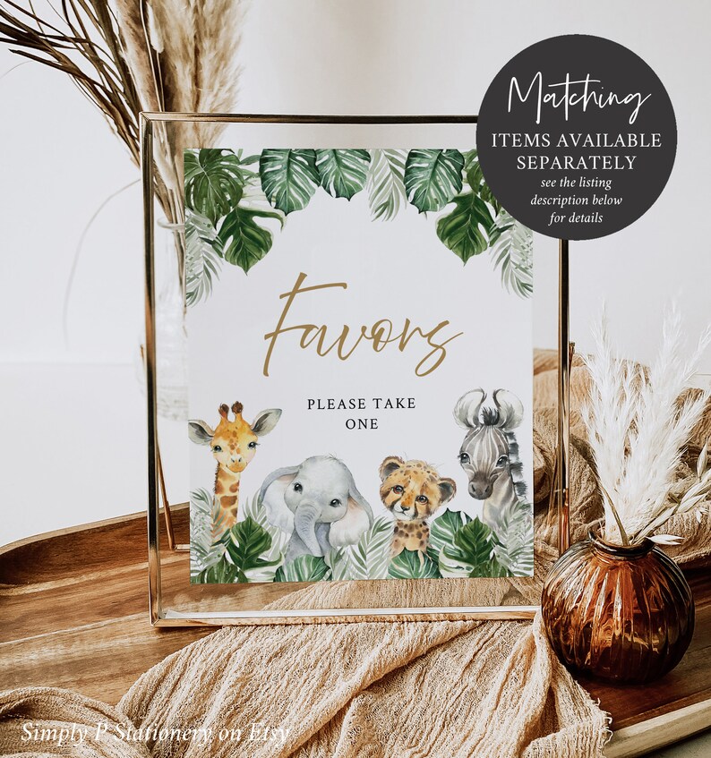 Safari Animals Baby Shower Favor Tag Jungle Animals Label - Etsy