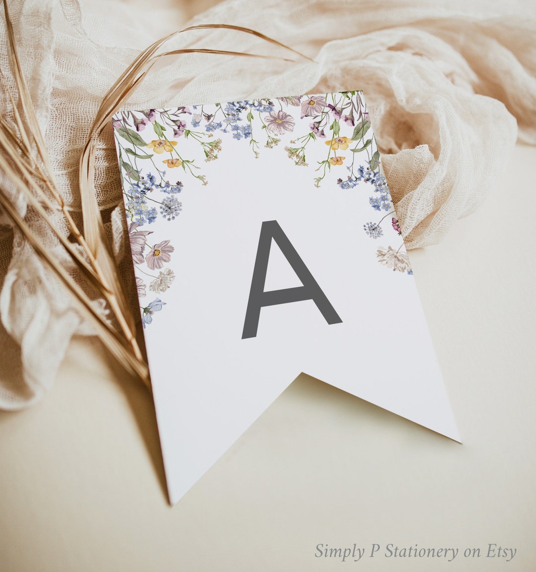 Wildflower Banner, Wildflower Bunting, Girl Shower Decor, Floral Banner ...