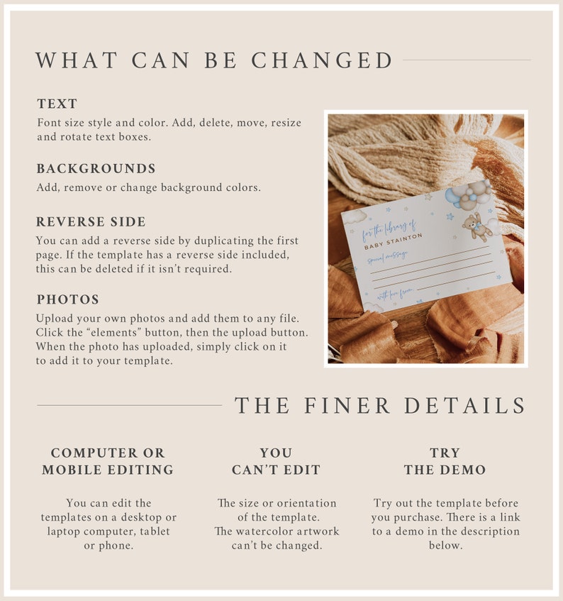 Teddy Bear Bookplate Bear Baby Shower Bookplate Boy, Printable Book ...