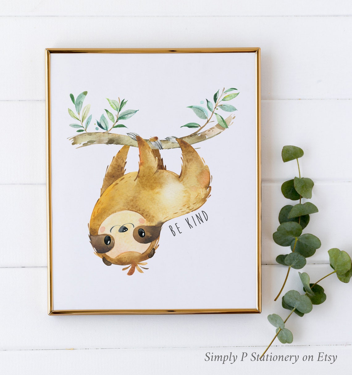 Printable Sloth Quotes Nursery Art Be Kind Happy Sloth | Etsy
