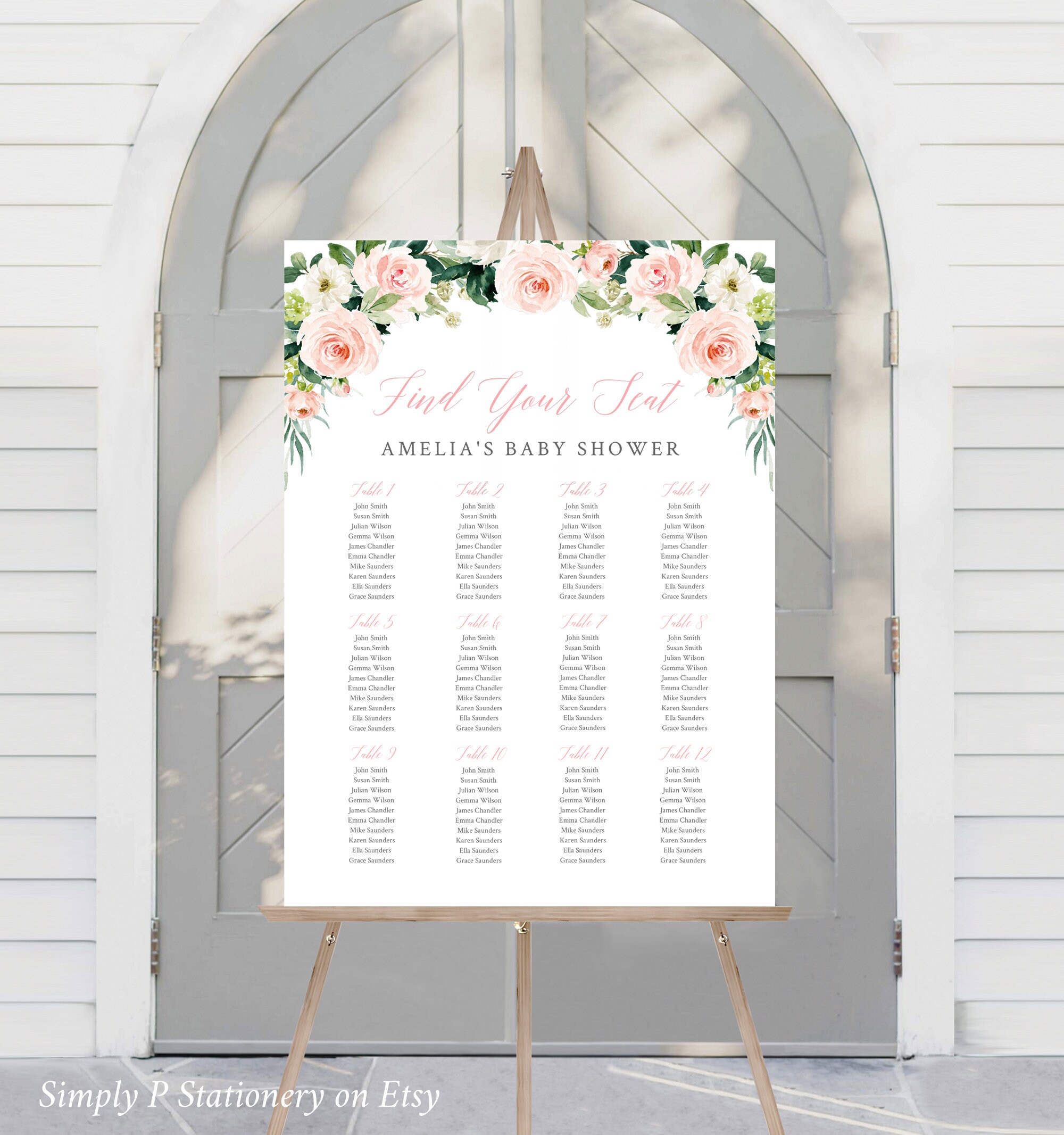 Blush Pink Editable Seating Chart Printable Table Plan - Etsy