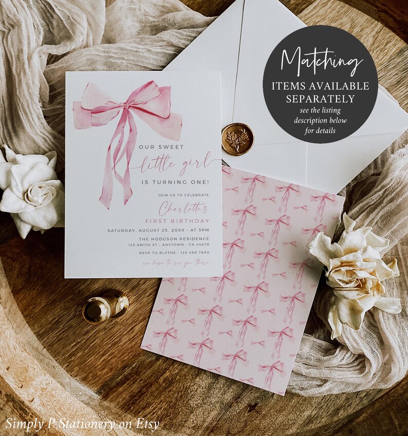Pink Bow 1st Birthday Welcome Sign Template, Girl First Birthday ...