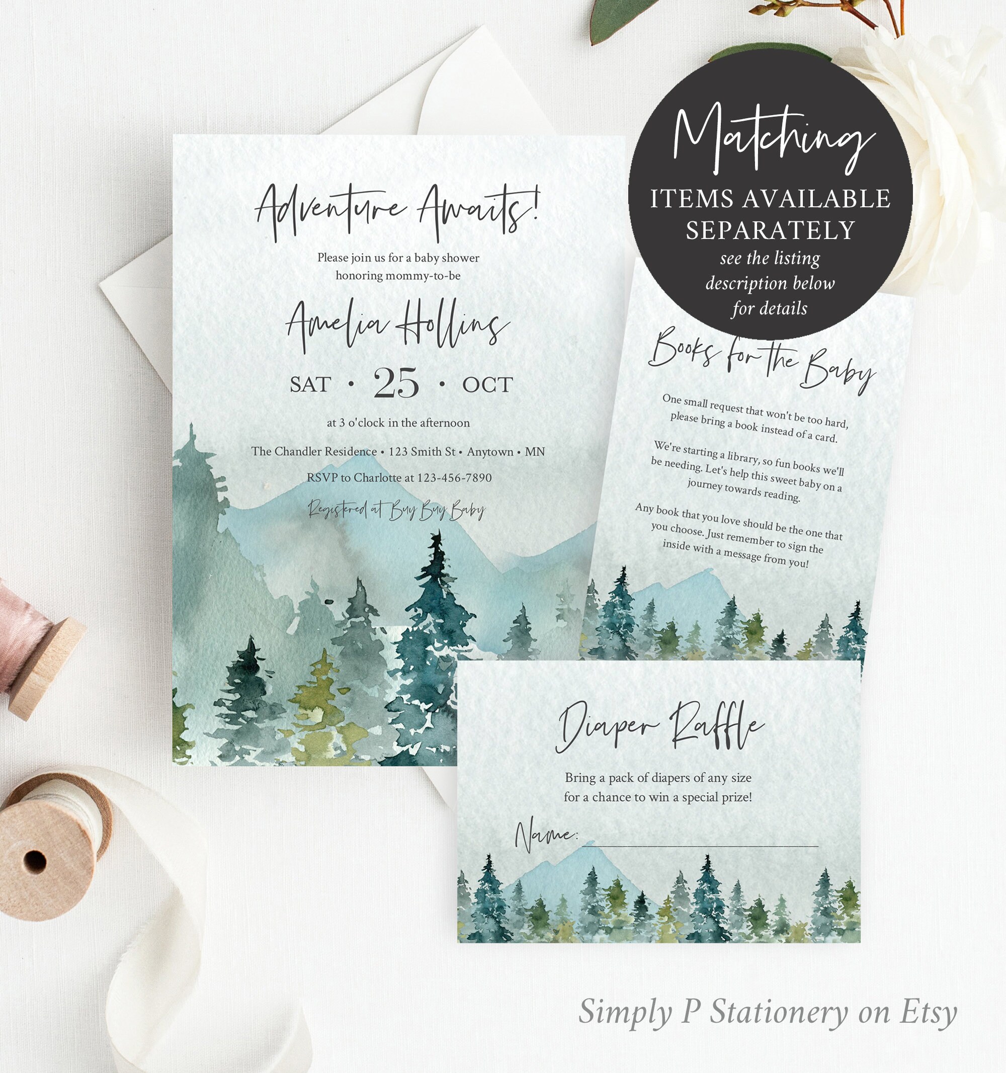 Mountains Editable Personalised Water Bottle Labels Woodland - Etsy