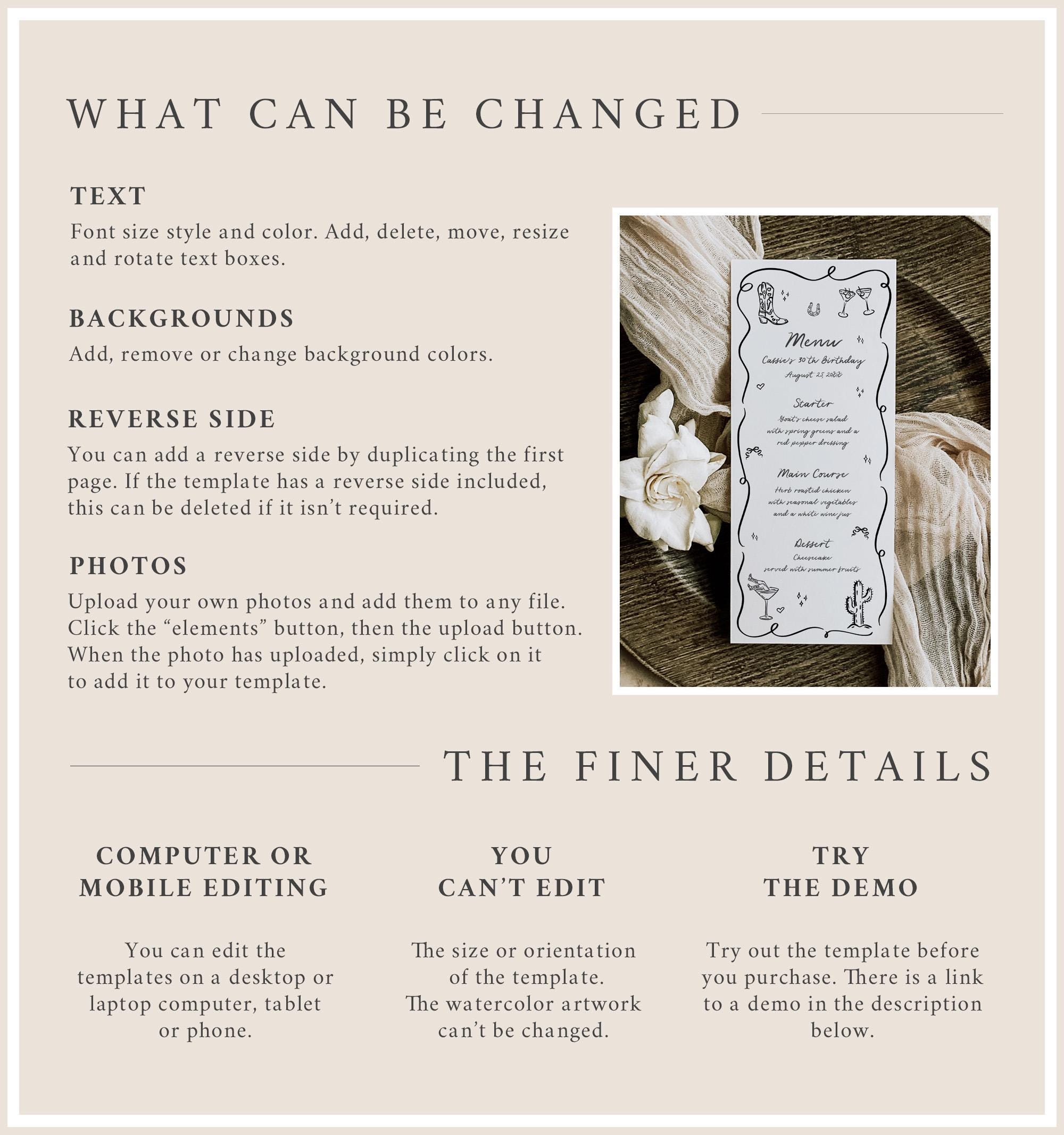 30th Birthday Menu Template, Birthday Party Menu, Hand Drawn Dinner ...
