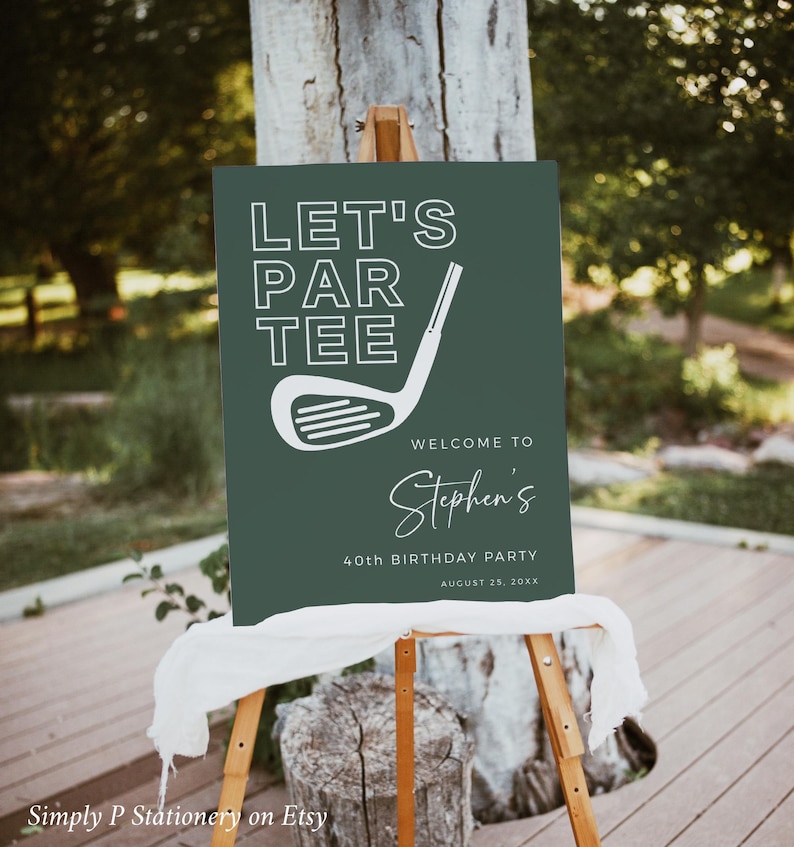 Golf Birthday Party Welcome Sign Man, Modern Par Tee Birthday Welcome ...