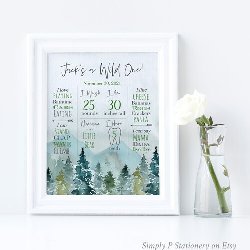 Editable Boho Woodland Birthday Milestone Sign Template - Etsy