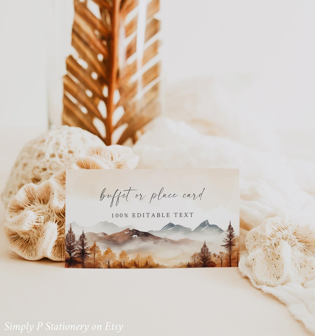 Woodland Buffet Labels, Mountains Food Tent Card, Fall Buffet Decor ...