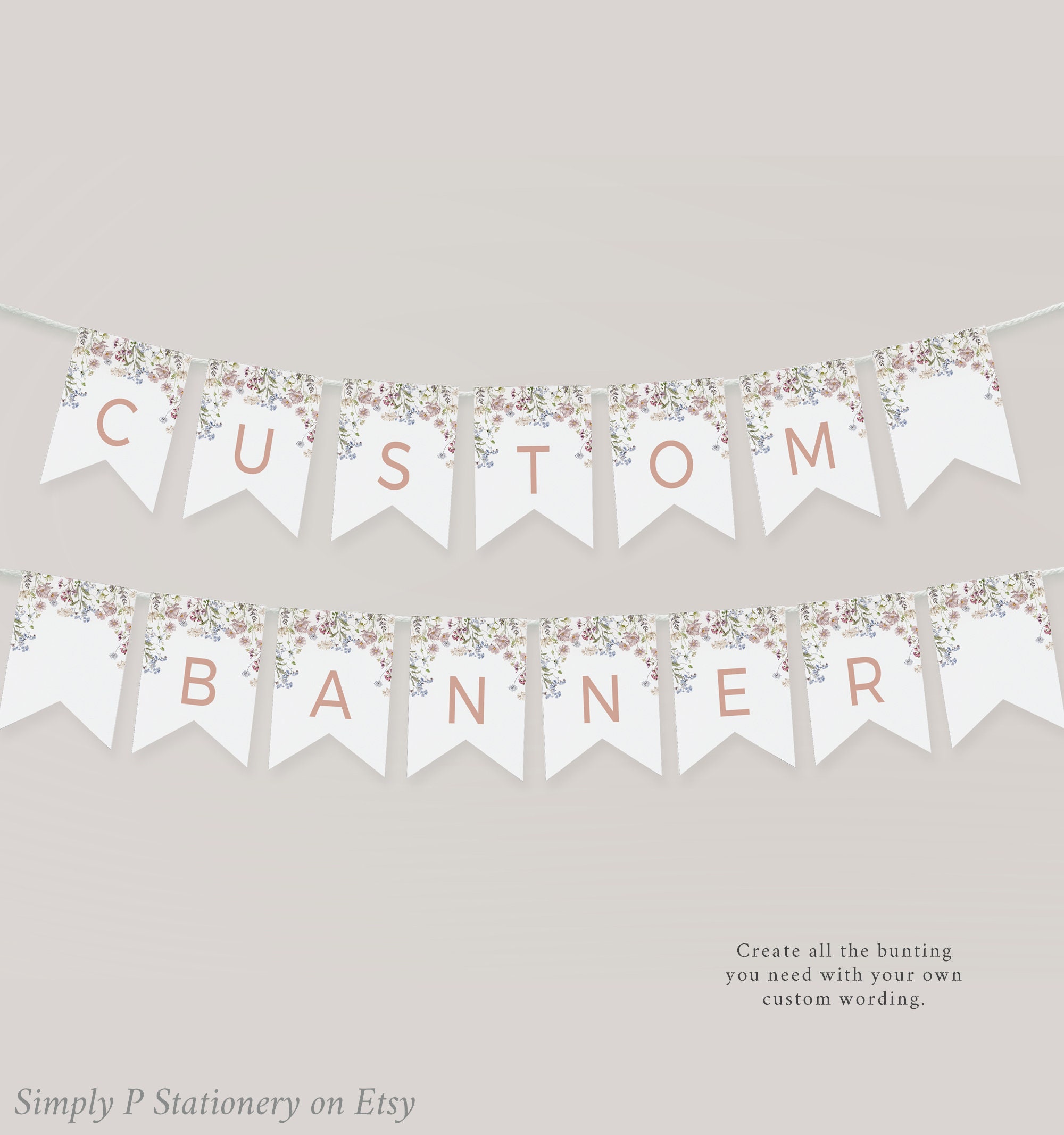 Wildflower Bunting, Wildflower Banner, Floral Banner, Flower Banner ...