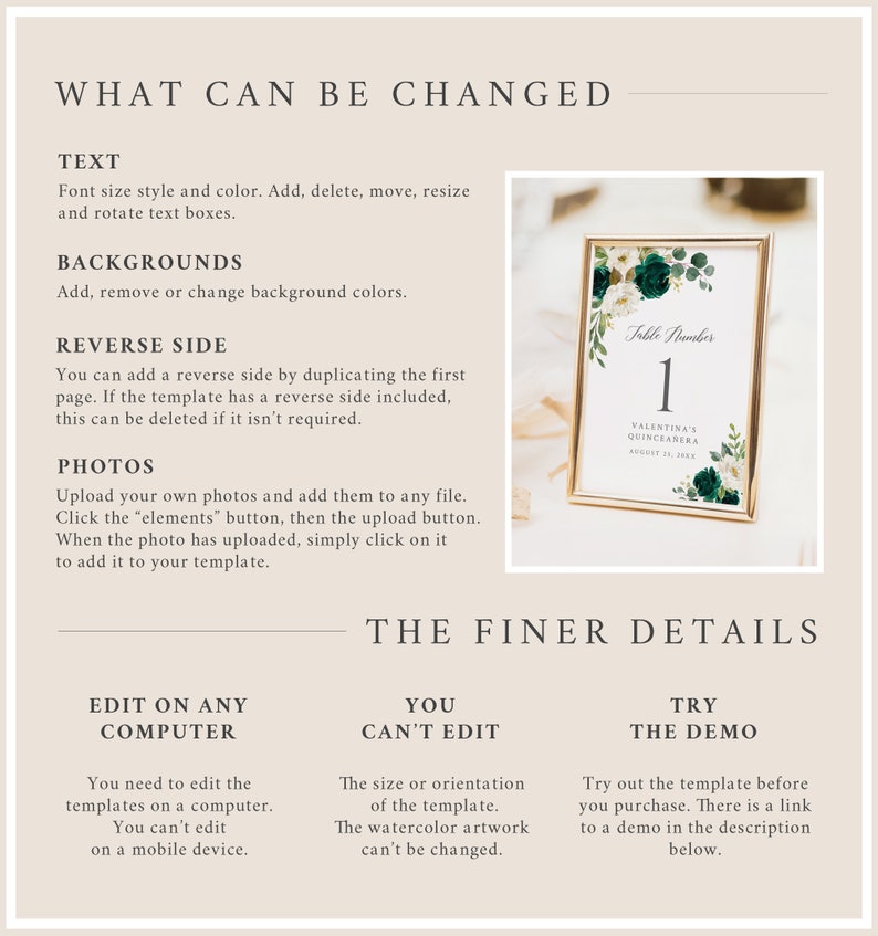 Emerald Quinceanera Table Numbers Quince Table Number - Etsy