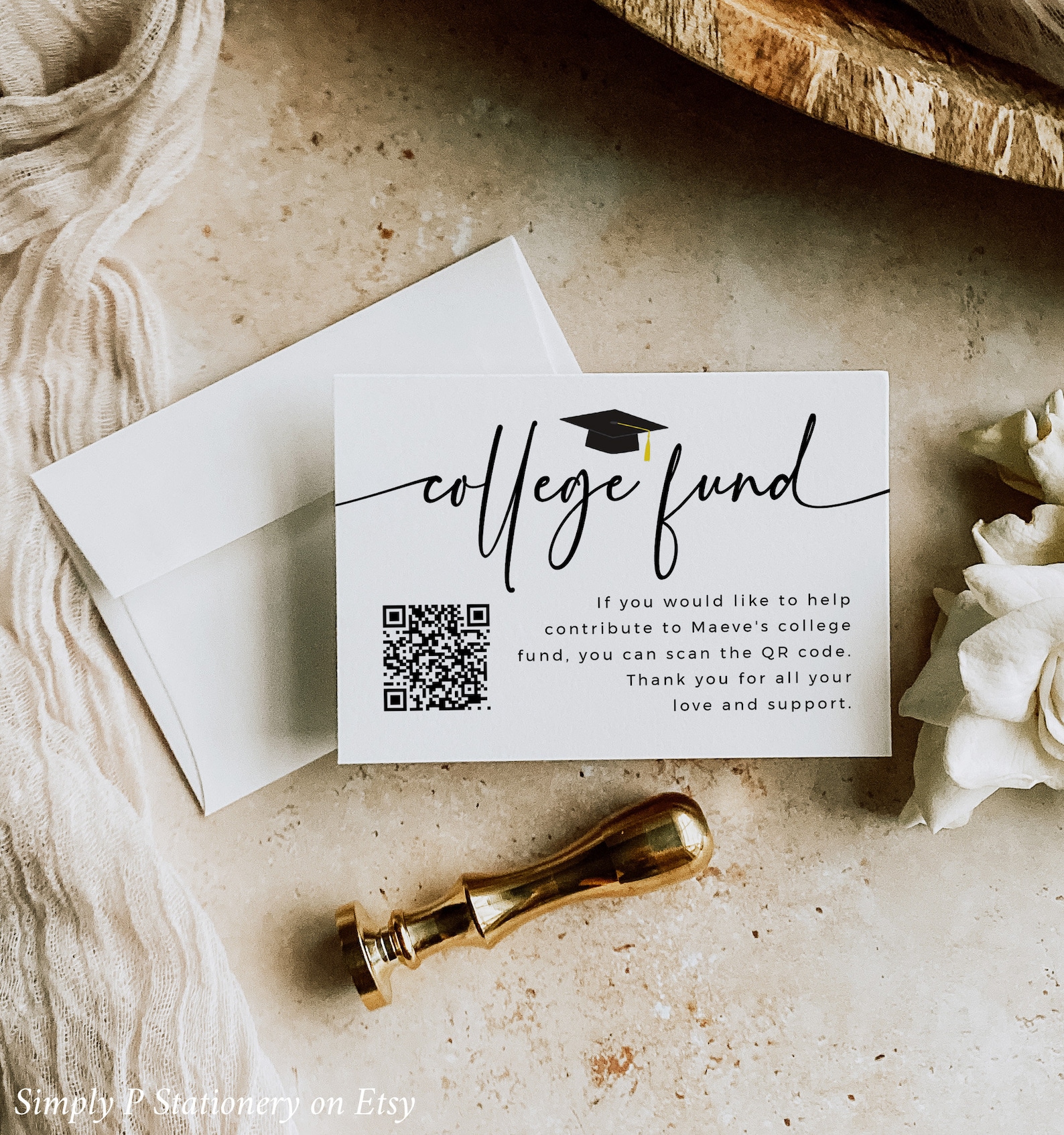 College Fund Insert With QR Code, Graduation Insert Card Template ...