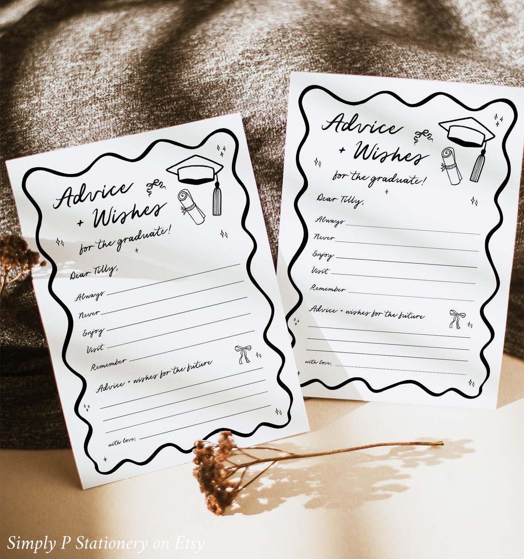 Doodle Advice & Wishes for the Graduate Card Template, Hand Drawn ...