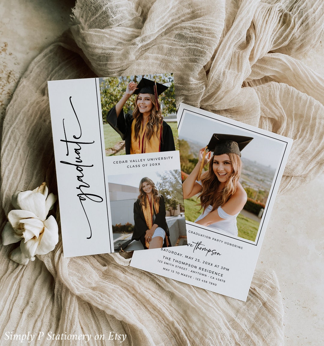 Modern Graduation Party Invitation, Minimal Graduation Invite, Senior ...