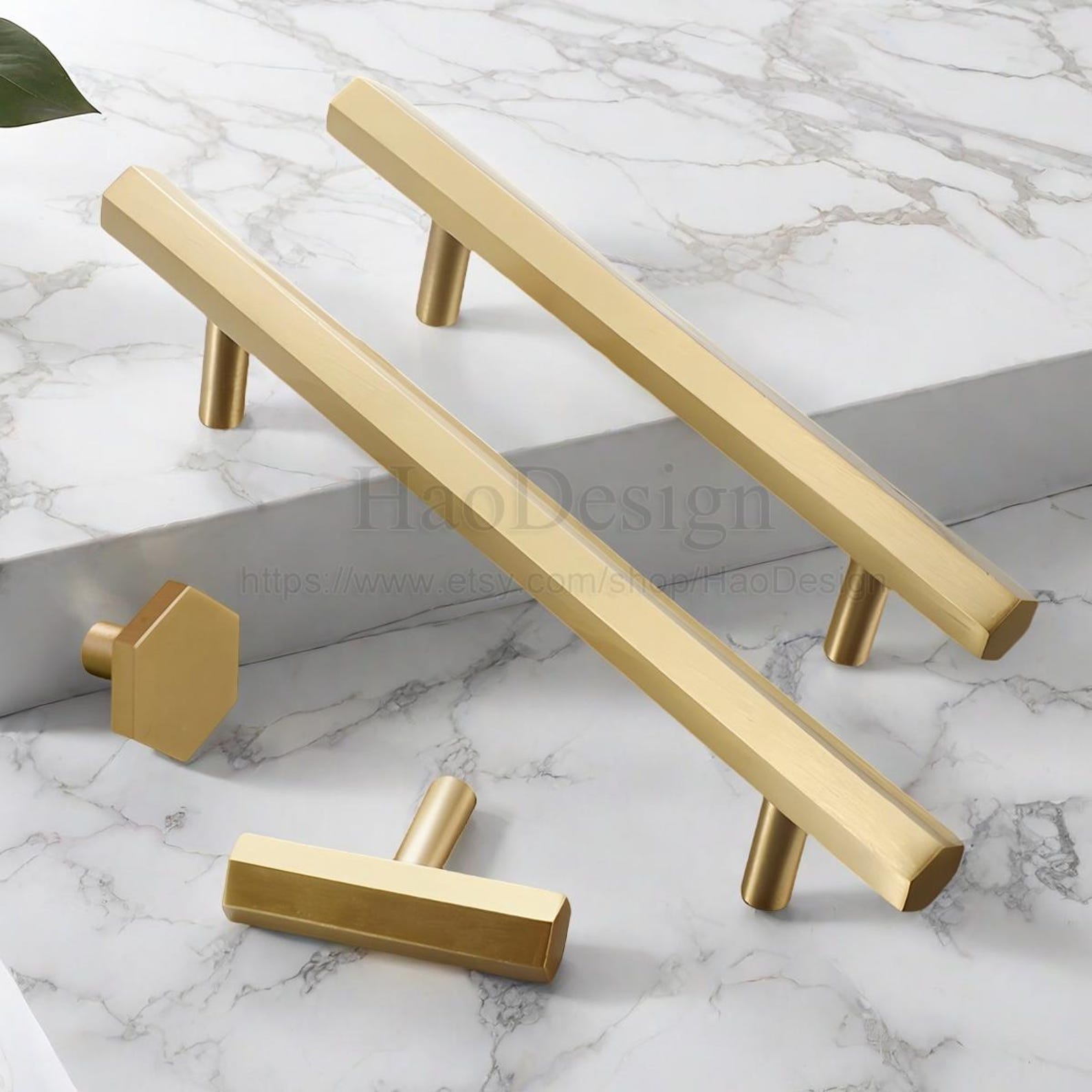 Hexagonal Solid Brass Modern Simple Cabinet Handles Pulls Wardrobe ...