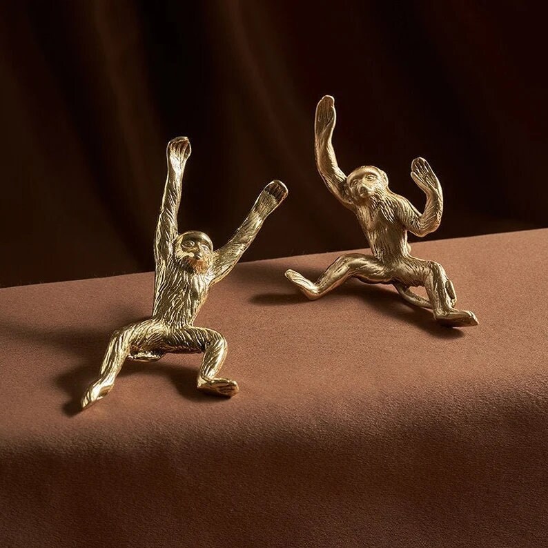 Brass Monkey Knobsmonkey Drawer Handlesanimal Knobs Brass - Etsy