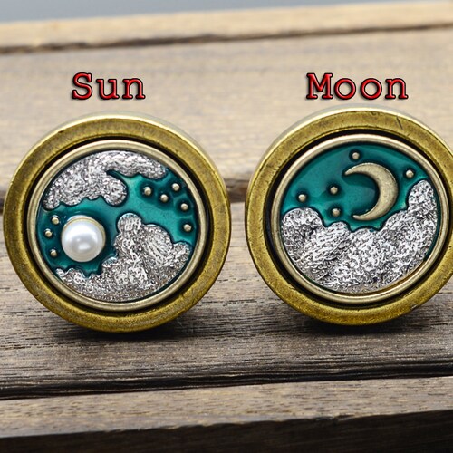 Enamel Moon and Stars Drawer Knobs / Starry Sky Cabinet / - Etsy