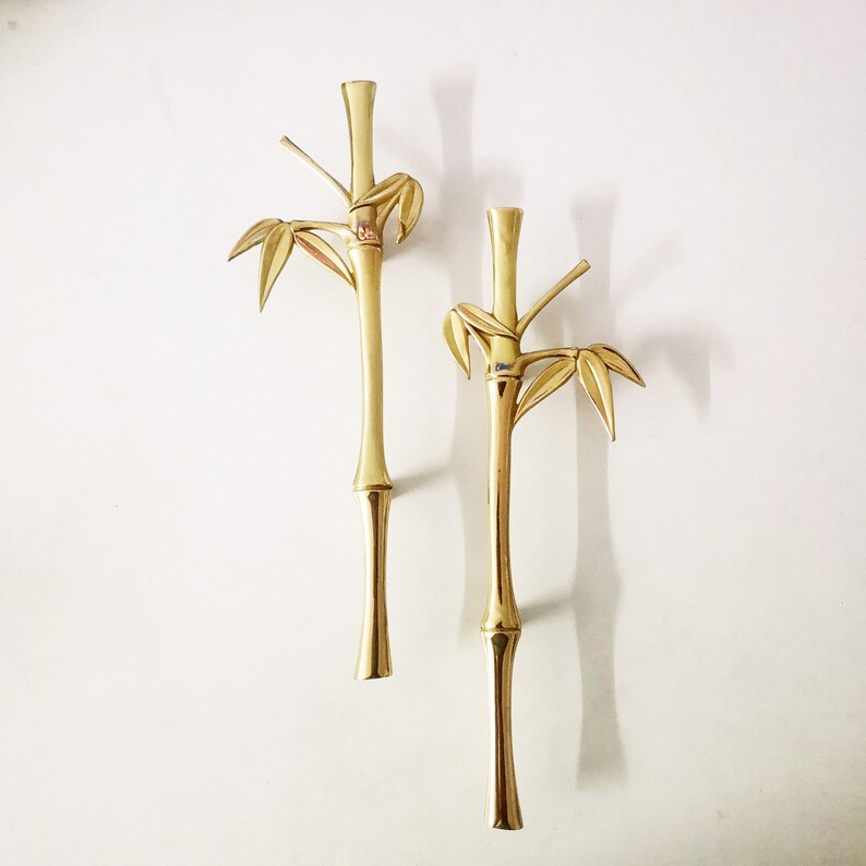 Bamboo Door Handlesplant Brass Door Pulls Brass Handles - Etsy