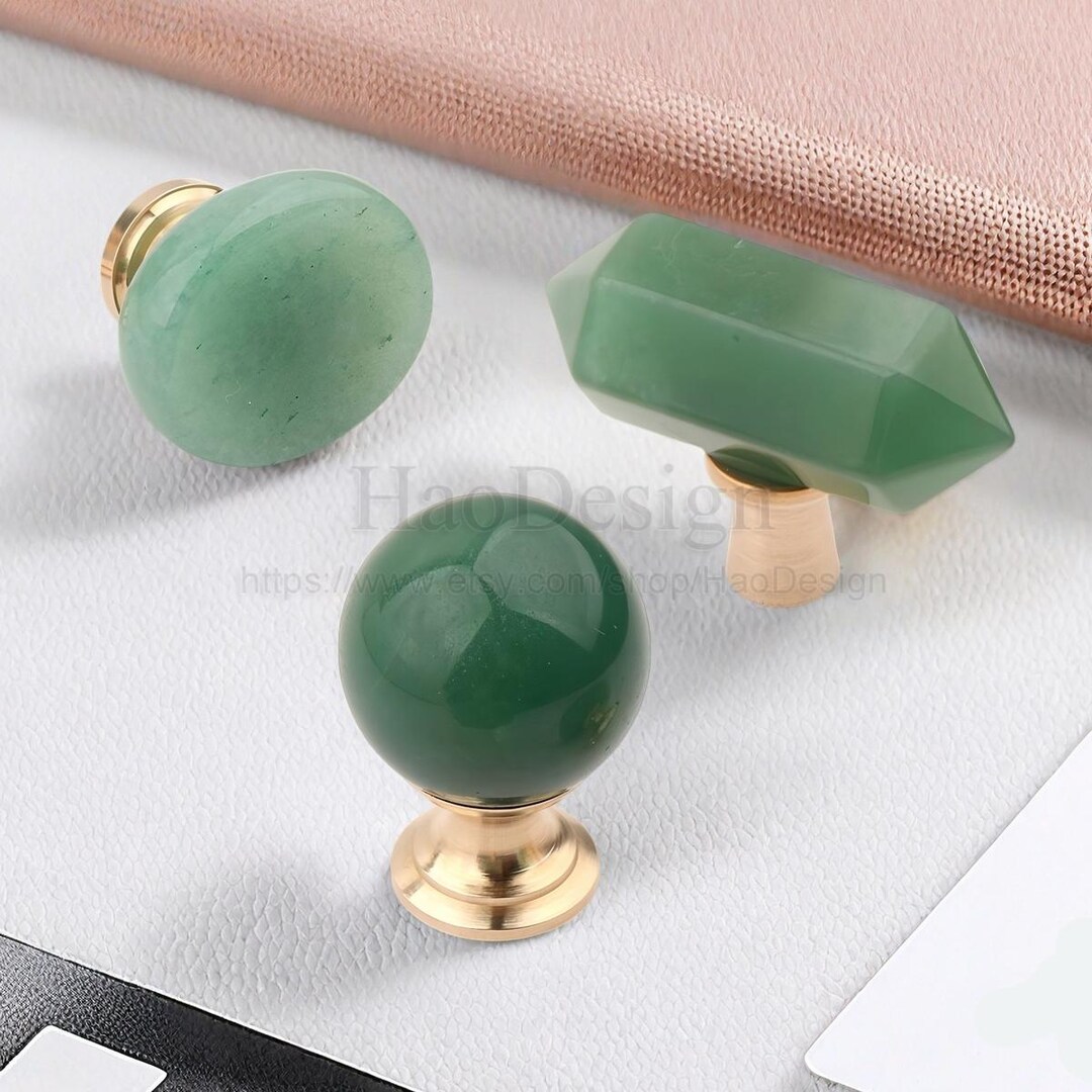 Green Aventurine Brass Knobs,natural Crystal Knobs,gemstone Drawer Handle,crystal Handle,raw ...