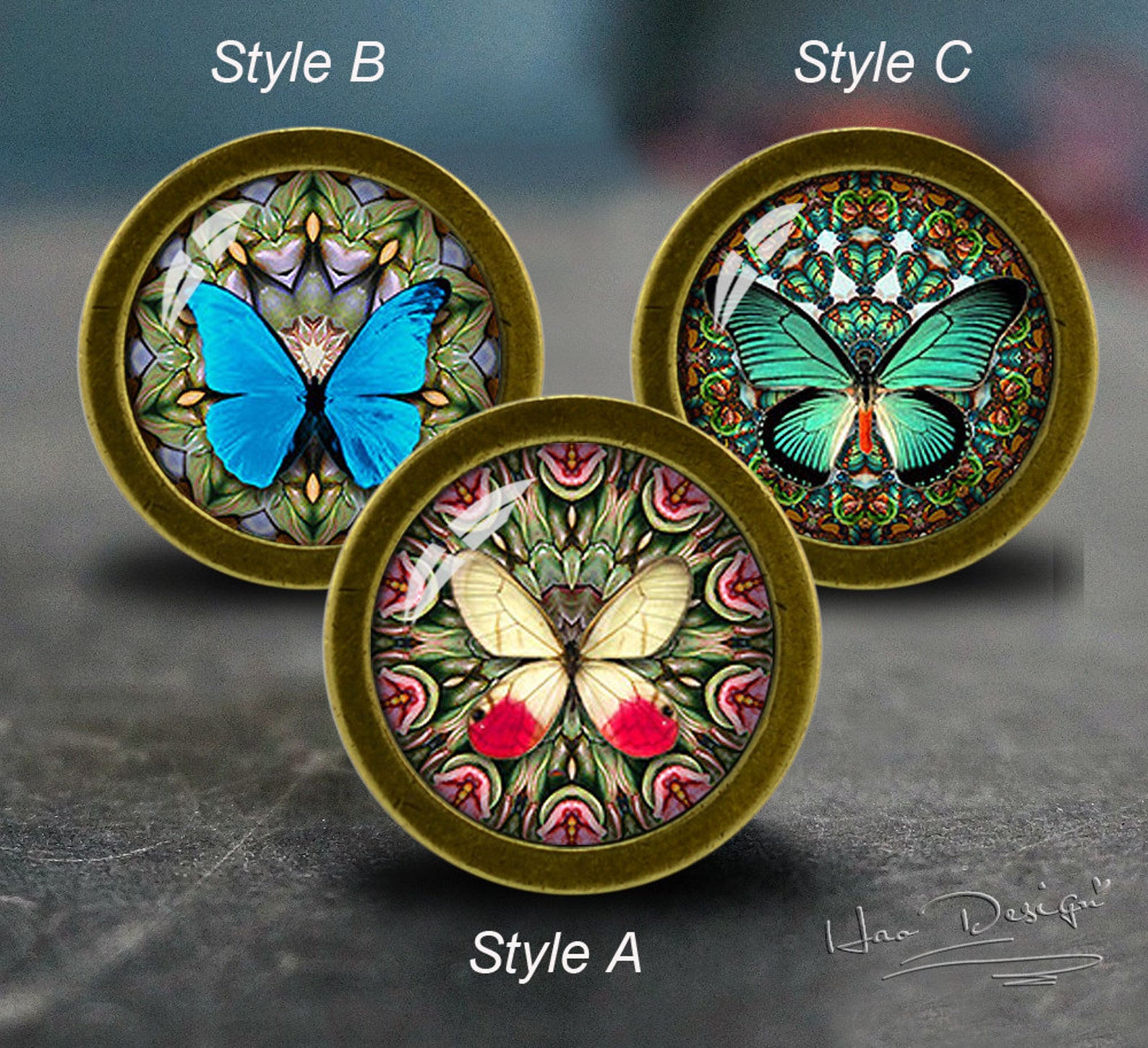 Butterfly -- Drawer Knobs/ Handmade Vintage Bronze Dresser Knobs ...